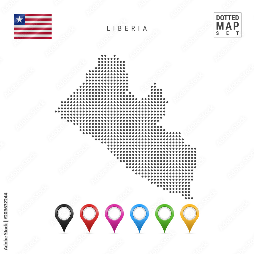 Dots Pattern Vector Map of Liberia. Stylized Silhouette of Liberia ...
