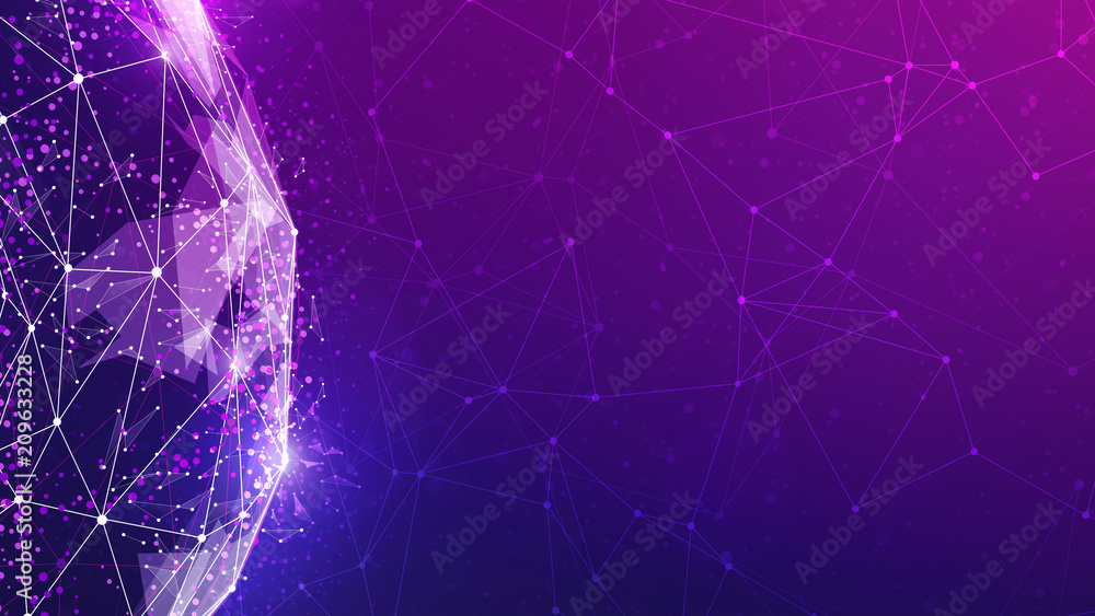 Blockchain technology futuristic hud ultraviolet background with world ...