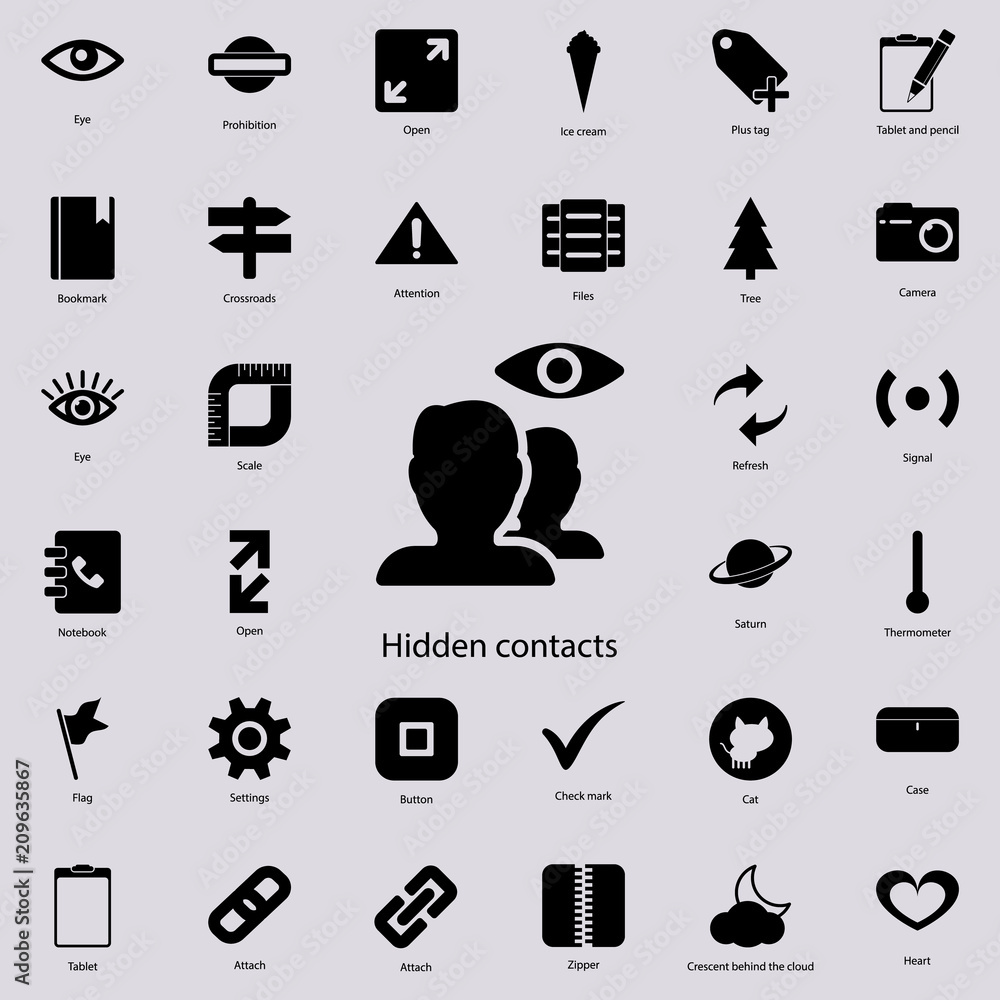 hidden contacts icon. Detailed set of minimalistic icons. Premium ...