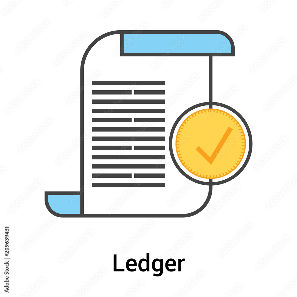 Ledger icon vector sign and symbol isolated on white background, Ledger ...