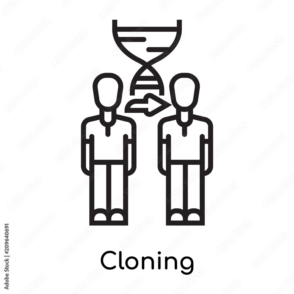 Cloning icon vector sign and symbol isolated on white background ...