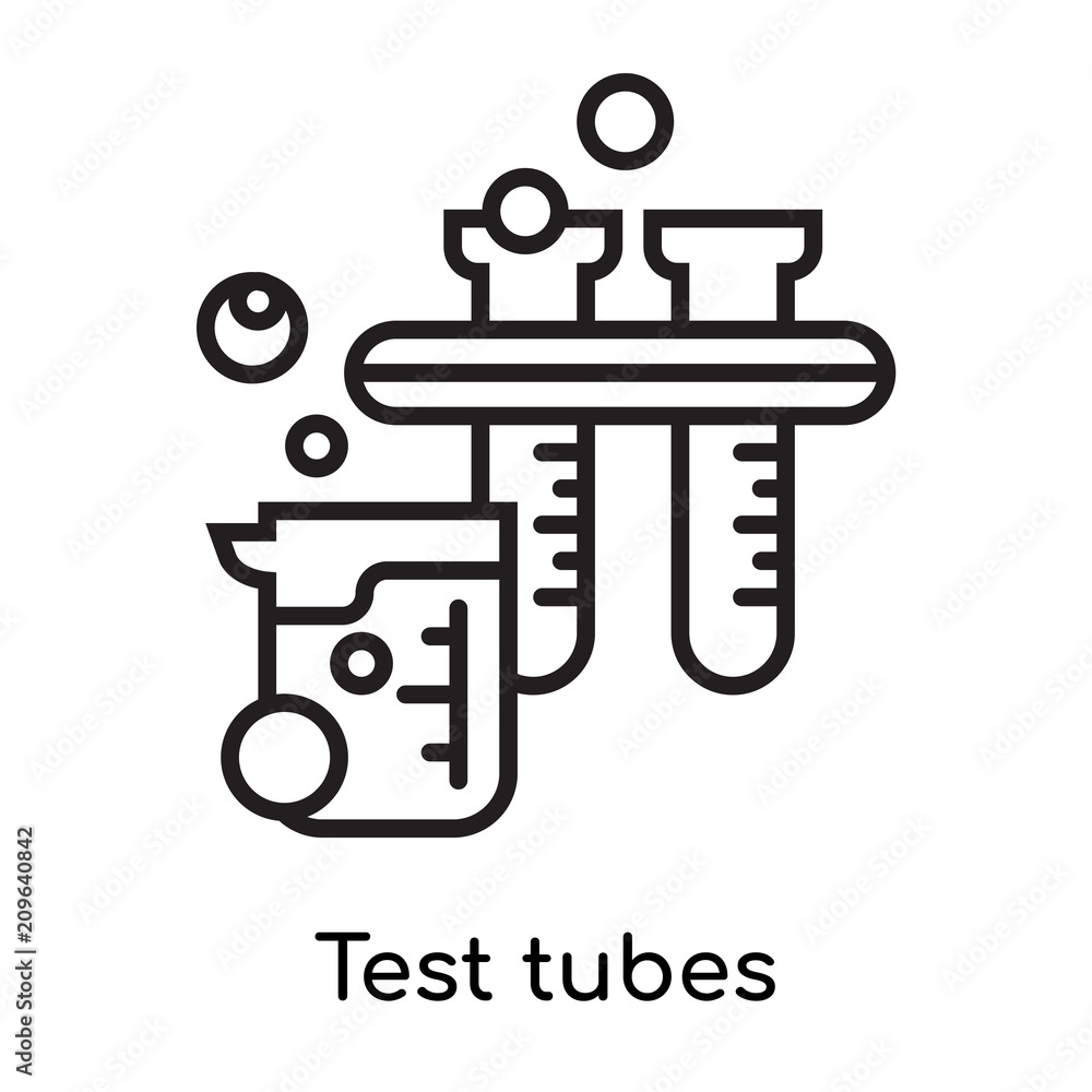 Test tubes icon vector sign and symbol isolated on white background ...