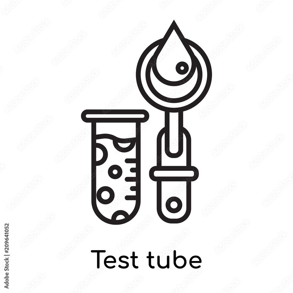 Test tube icon vector sign and symbol isolated on white background ...