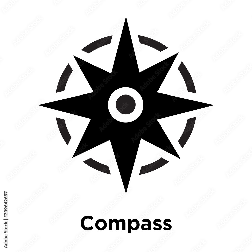 Compass icon vector sign and symbol isolated on white background ...