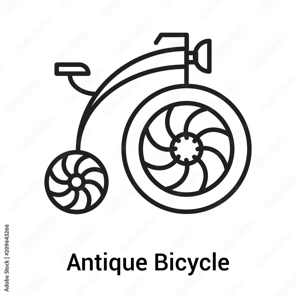 Antique Bicycle icon vector sign and symbol isolated on white ...