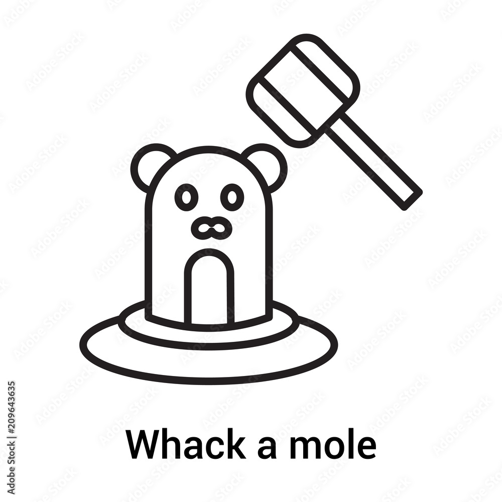 Whack a mole icon vector sign and symbol isolated on white background ...