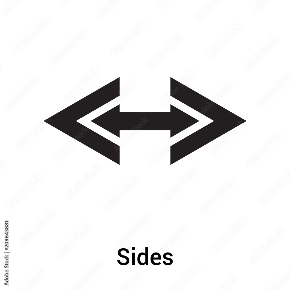 Sides icon vector sign and symbol isolated on white background, Sides ...