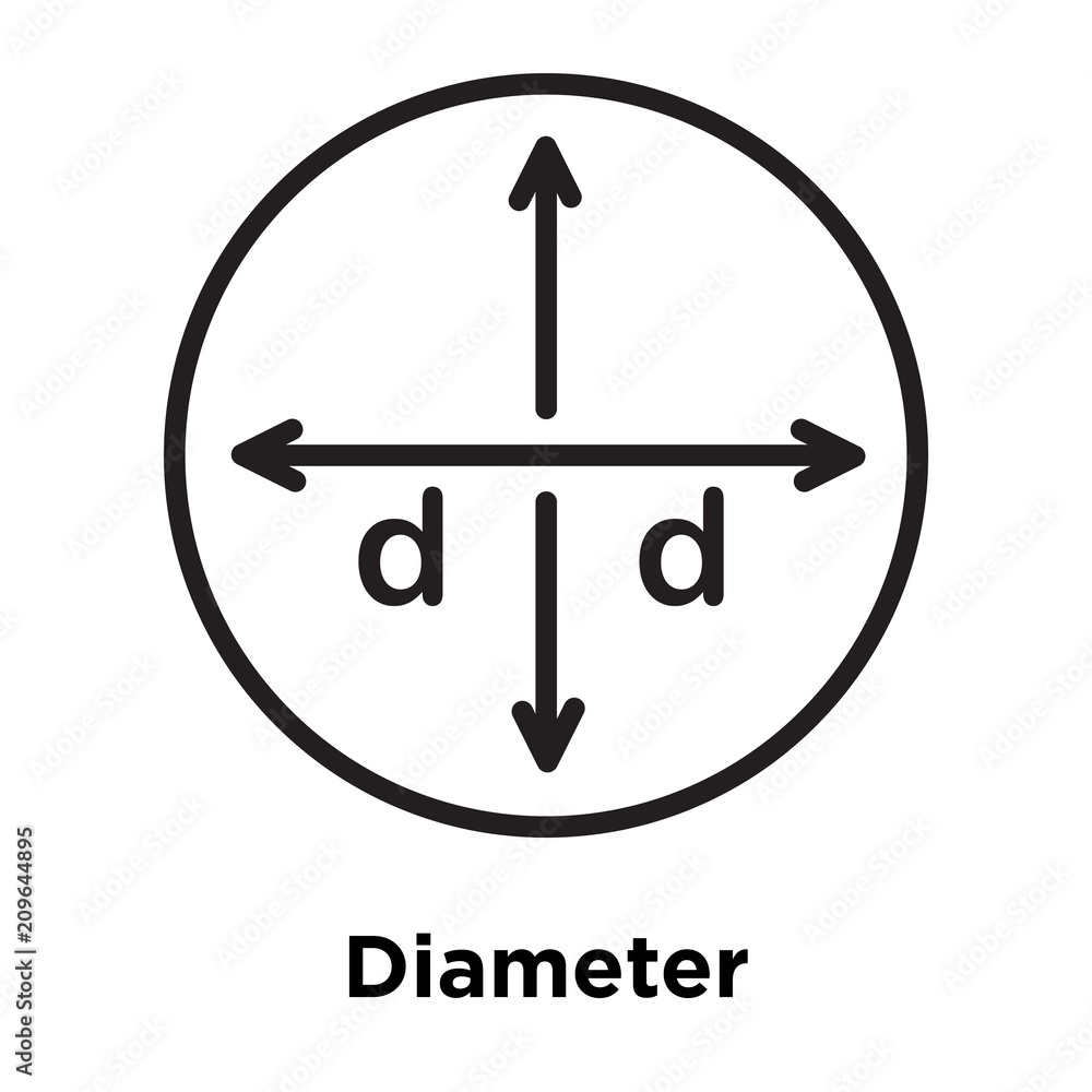 Diameter icon vector sign and symbol isolated on white background ...