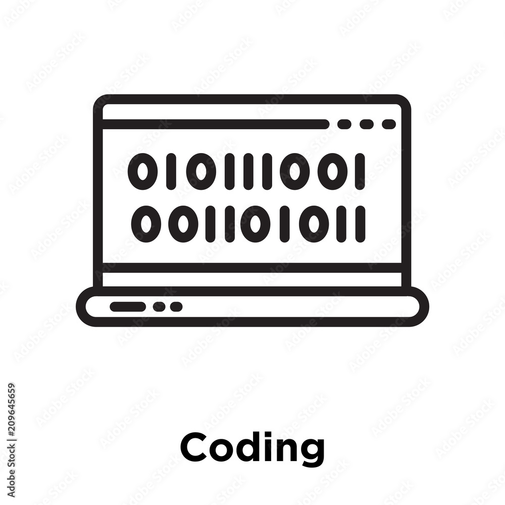 Coding icon vector sign and symbol isolated on white background, Coding ...
