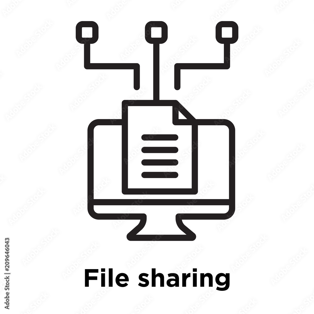 File sharing icon vector sign and symbol isolated on white background ...