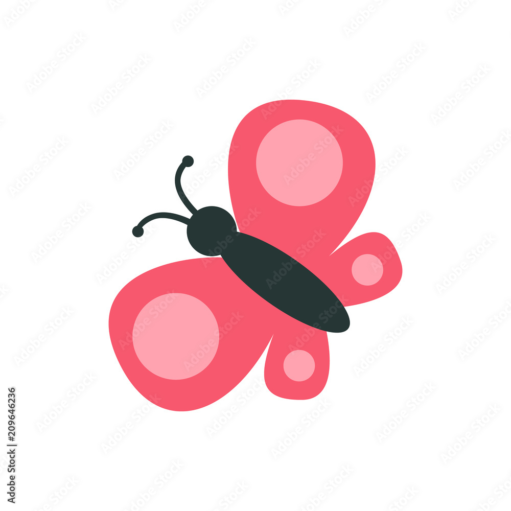 Cute Pink Butterfly Cartoon