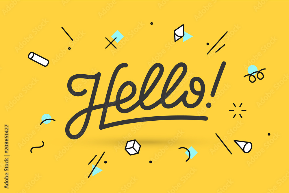 Hello. Lettering for banner, poster and sticker concept with text Hello ... Hello. Lettering for banner, poster and sticker concept with text Hello ...