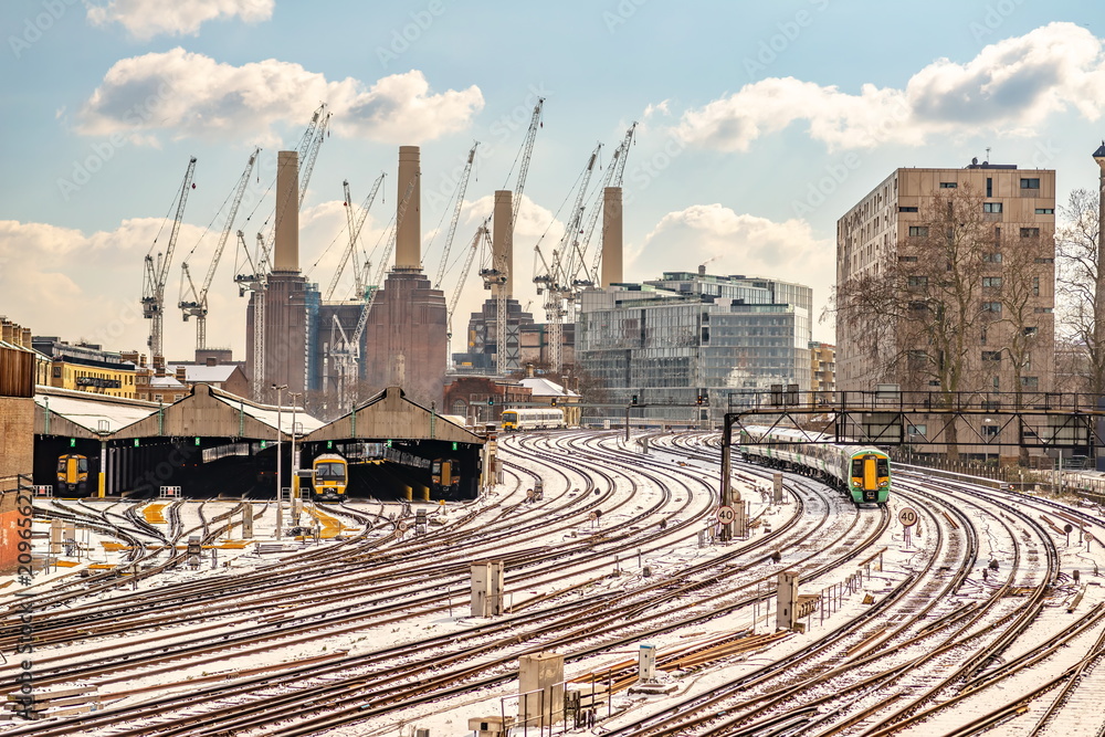 battersea power station rail train UK cold weather Stock Photo | Adobe ...