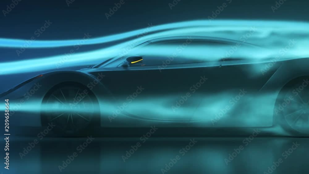 Sport Car aerodynamics drag testing inside wind tunnel. Engineering ...