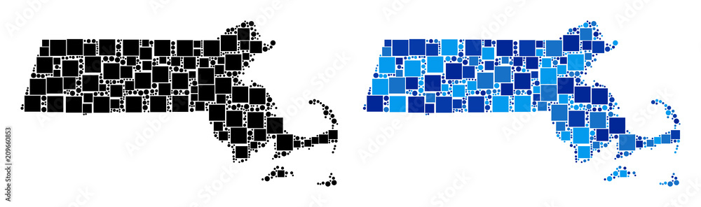 Dotted Massachusetts State map variants. Abstract geographic map ...