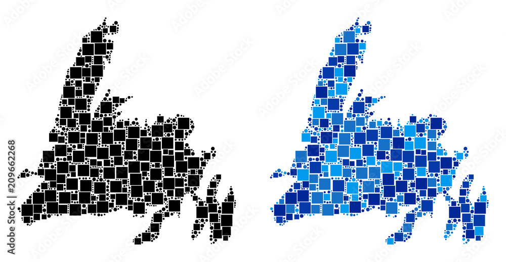 Dotted Newfoundland Island map variants. Abstract geographic map ...