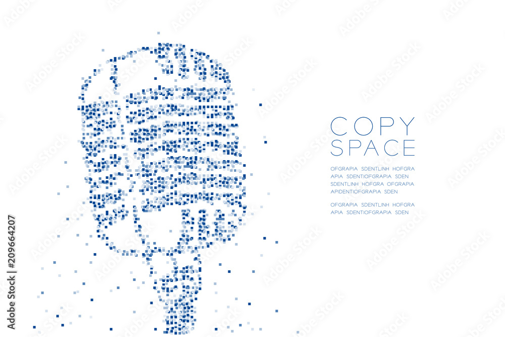 Abstract Geometric Square box pixel pattern Vintage microphone shape ...