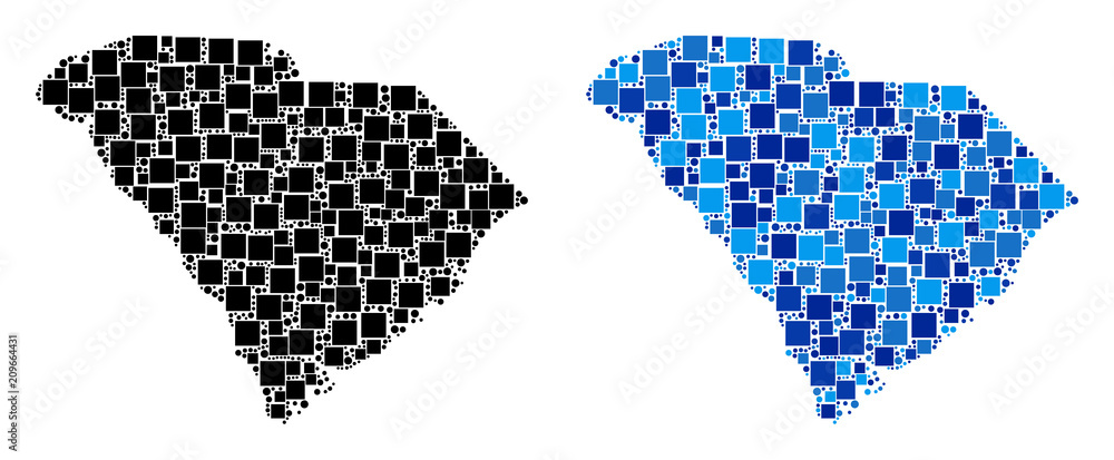 Vetor de Dotted South Carolina State map variants. Abstract geographic ...