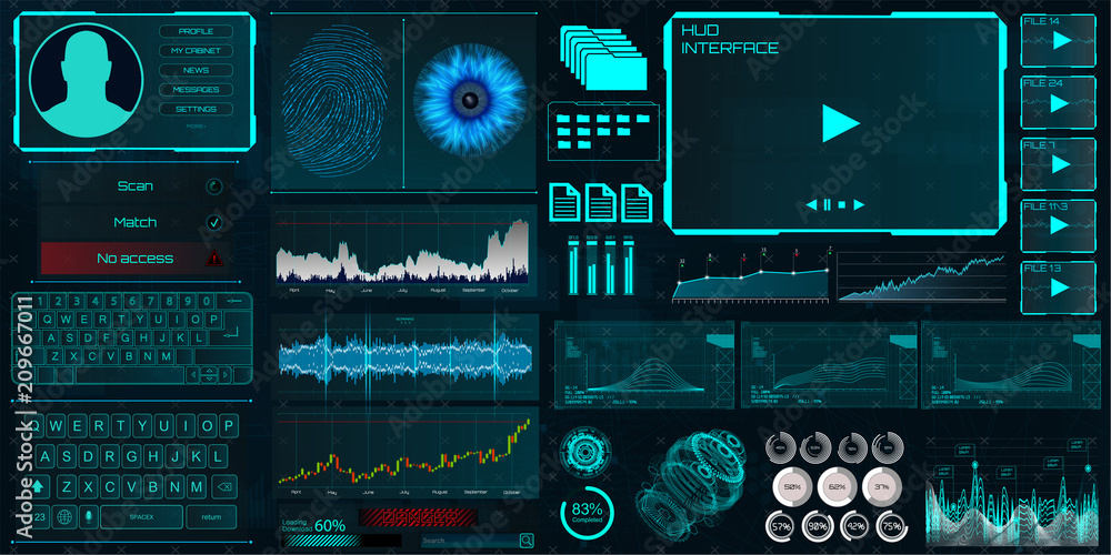 Stockvector HUD UI for business app. Interface elements (Identity ...