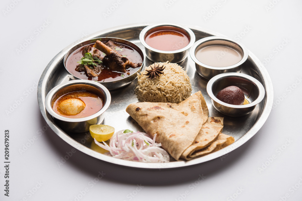 Motton Thali OR Gosht/Lamb platter is Indian/asian non veg lunch/dinner ...