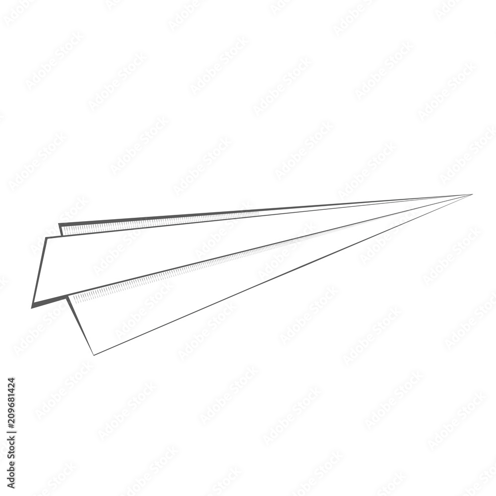 vector paper airplane on a white background. linear design. airplane ...