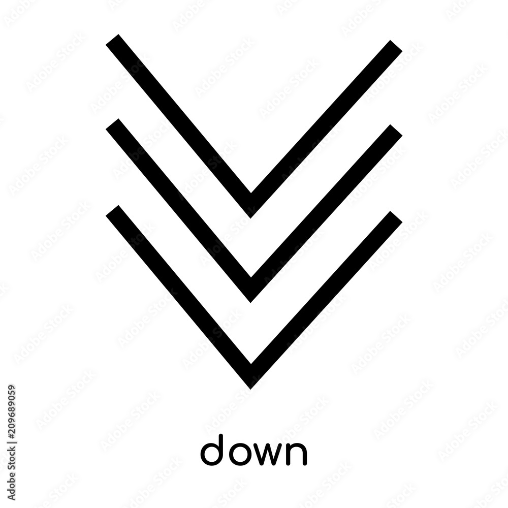 down icon vector sign and symbol isolated on white background, down ...