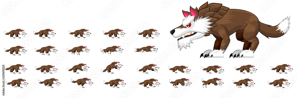 Wolf Game Sprites Stock Vector | Adobe Stock