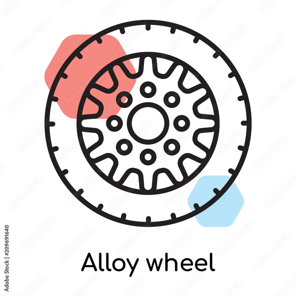 Alloy wheel icon vector sign and symbol isolated on white background ...