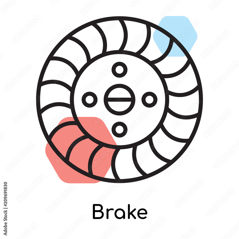 Brake icon vector sign and symbol isolated on white background, Brake ...