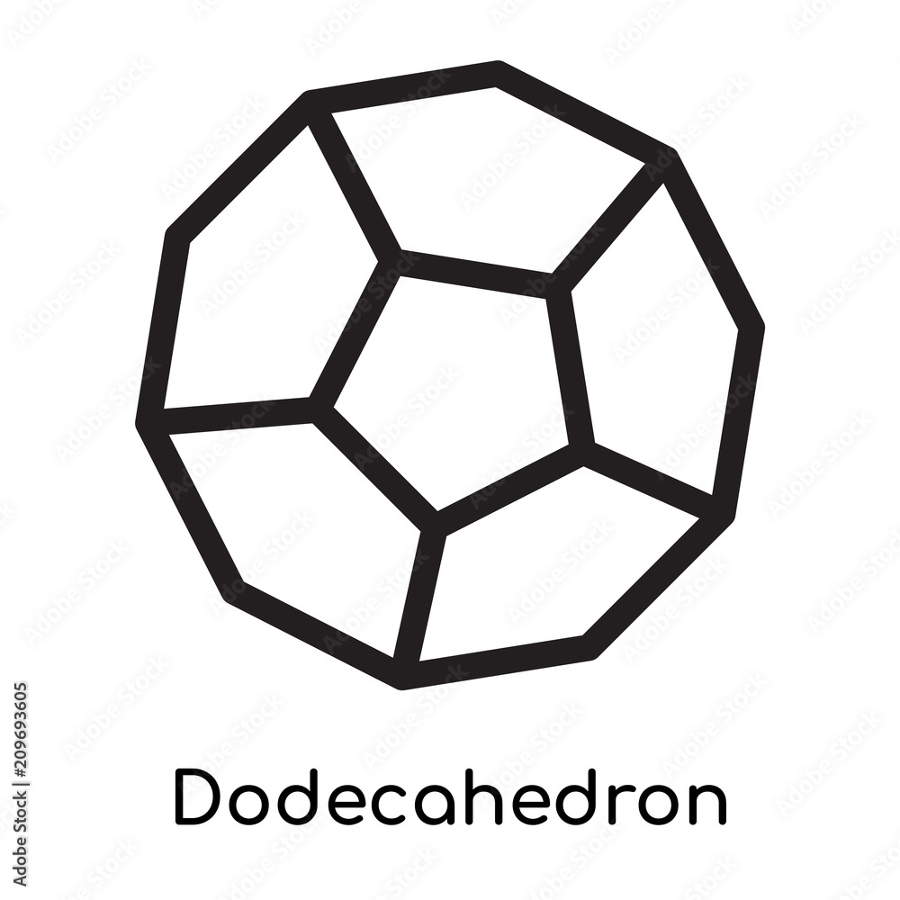 Dodecahedron icon vector sign and symbol isolated on white background ...