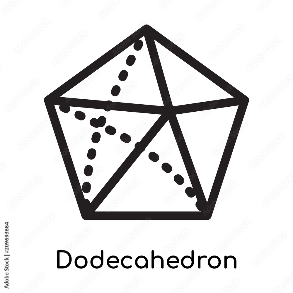Dodecahedron Icon Vector Sign And Symbol Isolated On White Background