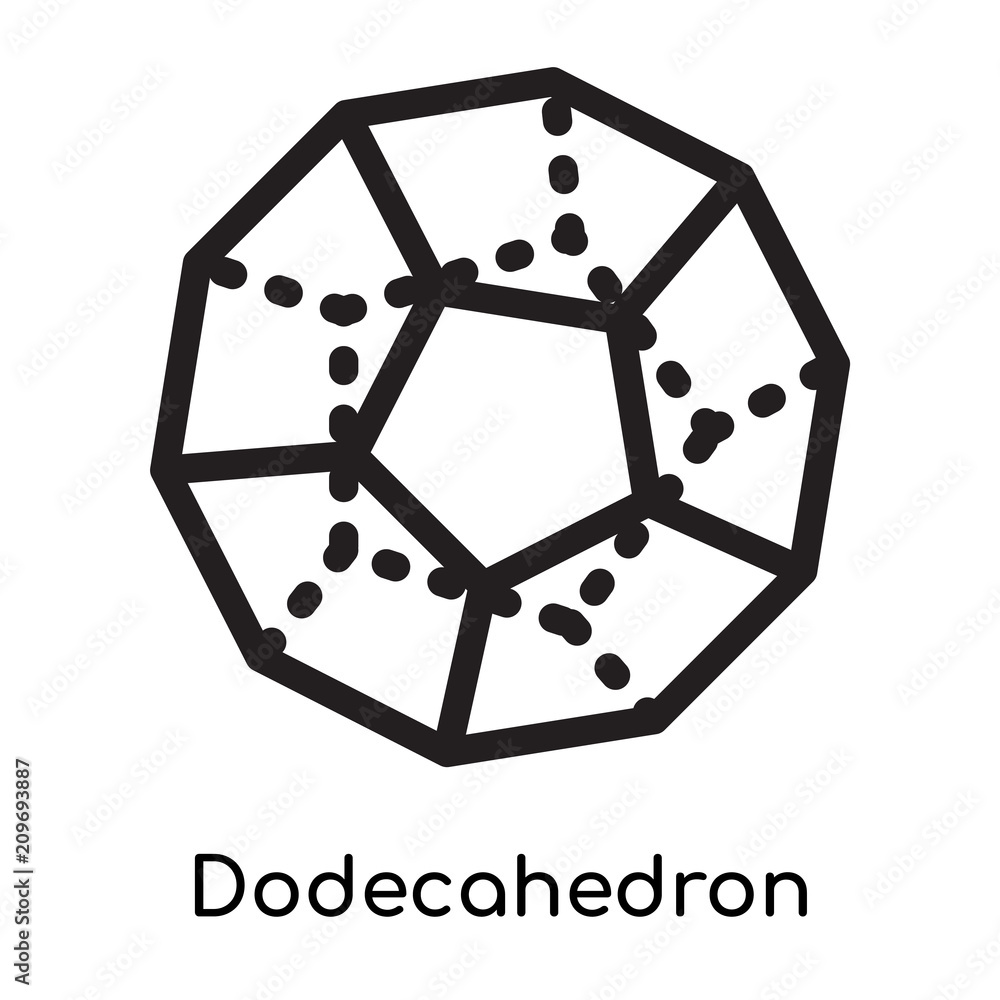 Dodecahedron icon vector sign and symbol isolated on white background ...