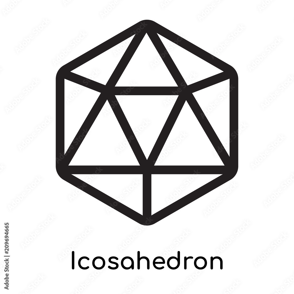 Icosahedron icon vector sign and symbol isolated on white background ...