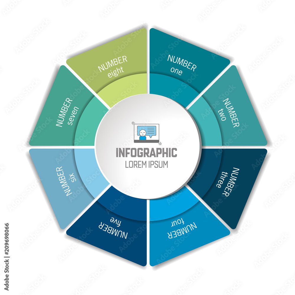 Circle, round infographic options, parts, steps. Vector scheme, chart ...