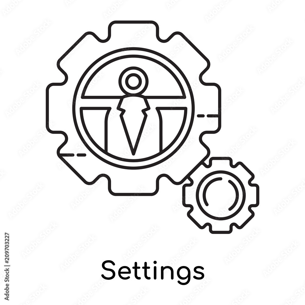 Settings icon vector sign and symbol isolated on white background ...