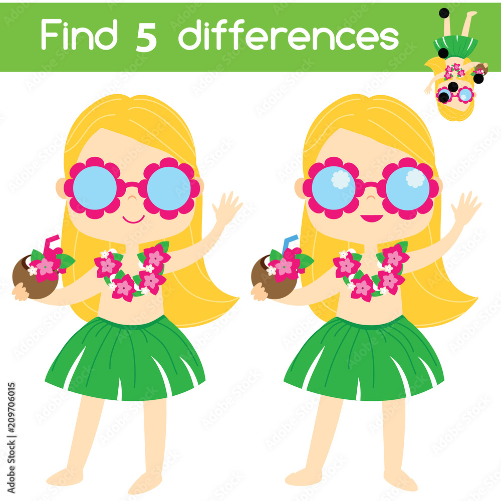 Find the differences educational children game with answer. Summer ...