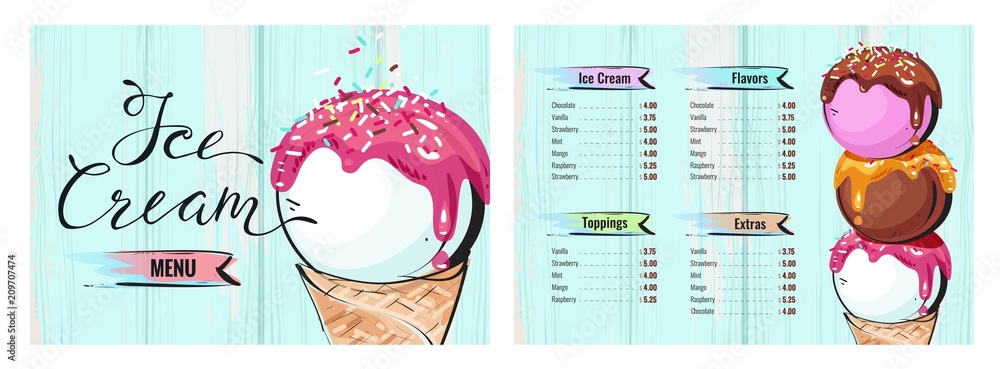 Ice cream menu posters. Vector illustration Stock Vector | Adobe Stock