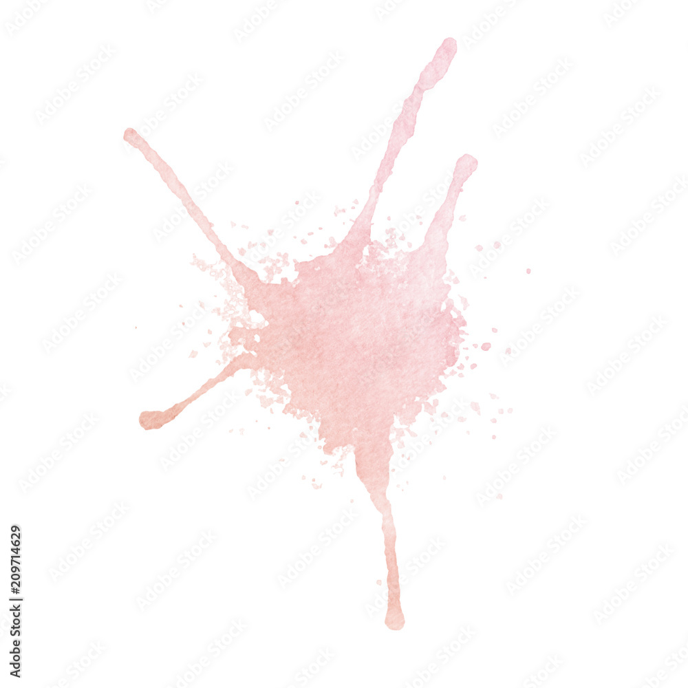 Hand painted watercolor pink blot texture isolated on the white ...