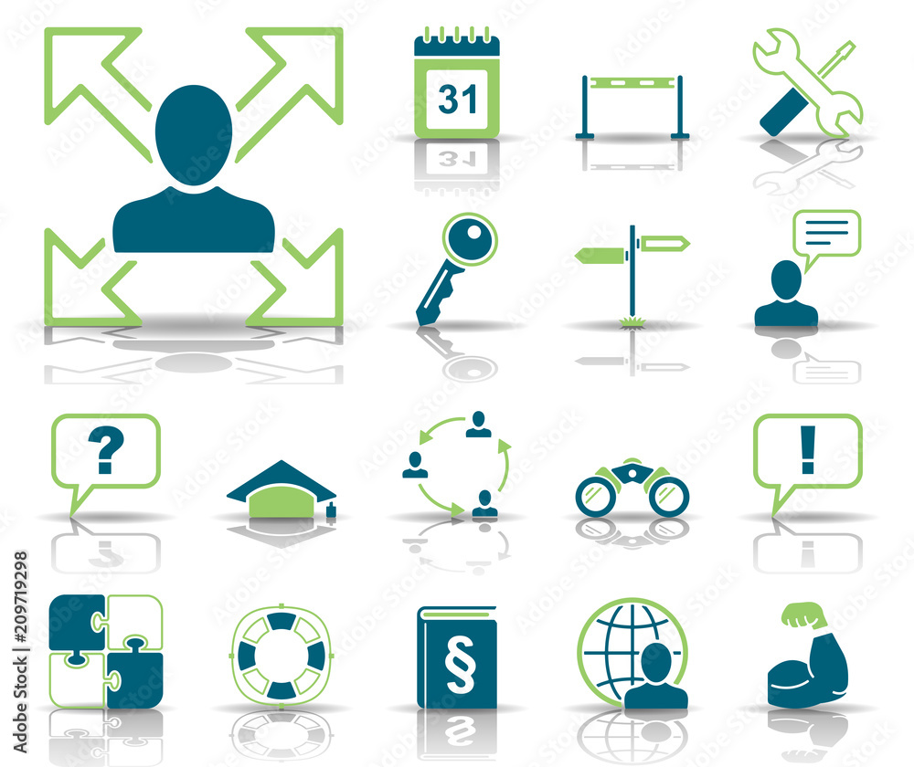 Kompetenz & Training - Iconset (Blau/ Grün) Stock-Vektorgrafik | Adobe ...