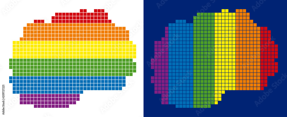 Dot LGBT Makedonia map variants. Vector geographic maps in LGBT flag ...