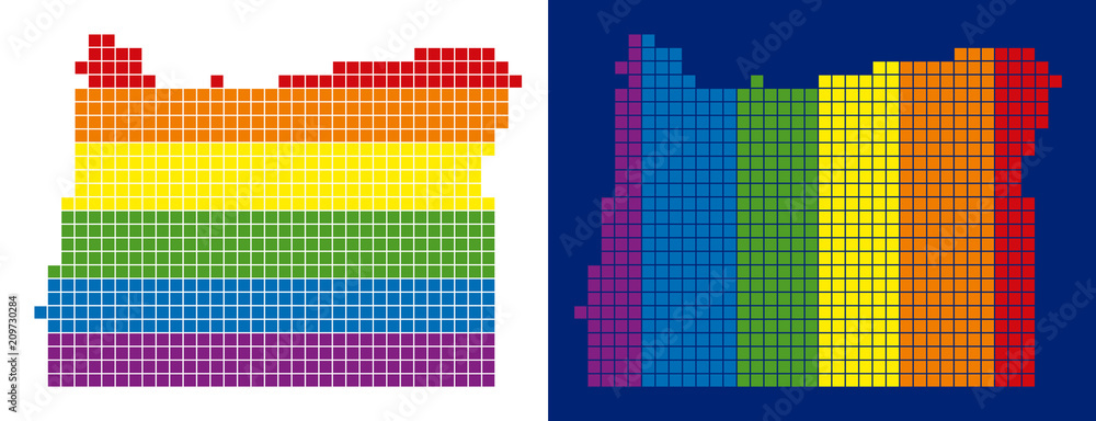 Dot LGBT Oregon State map variants. Vector geographic schemes in ...