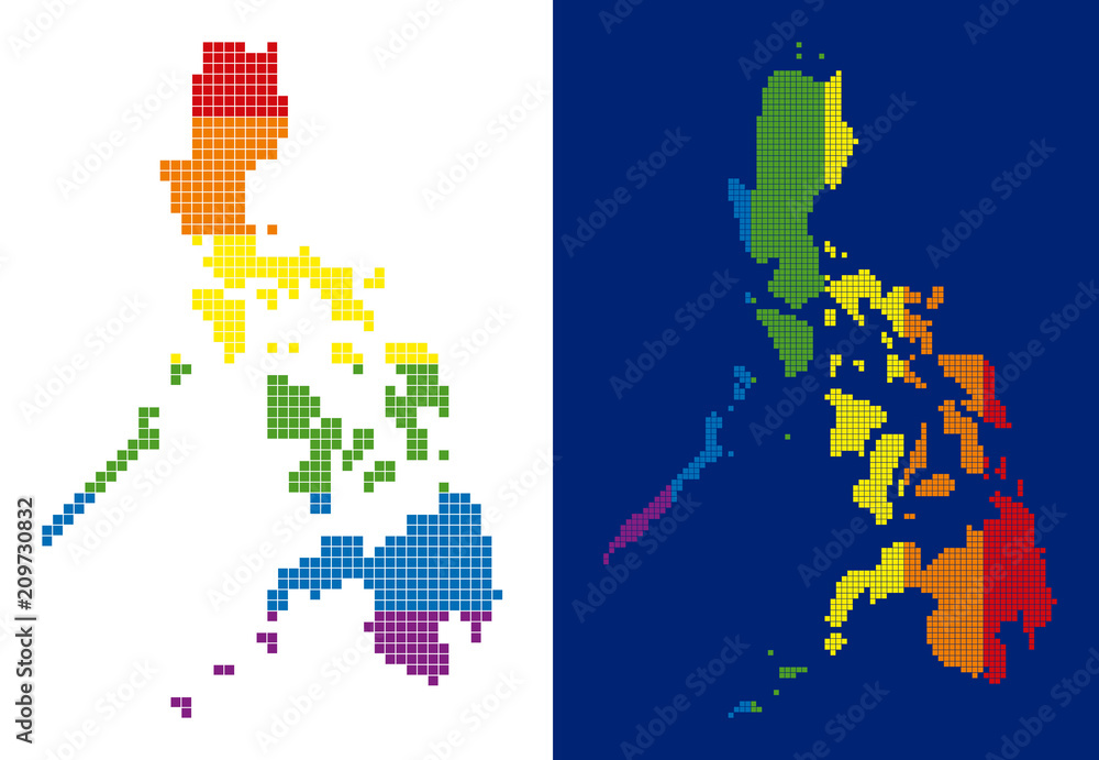 Dotted LGBT Philippines map variants. Vector geographic maps in LGBT ...