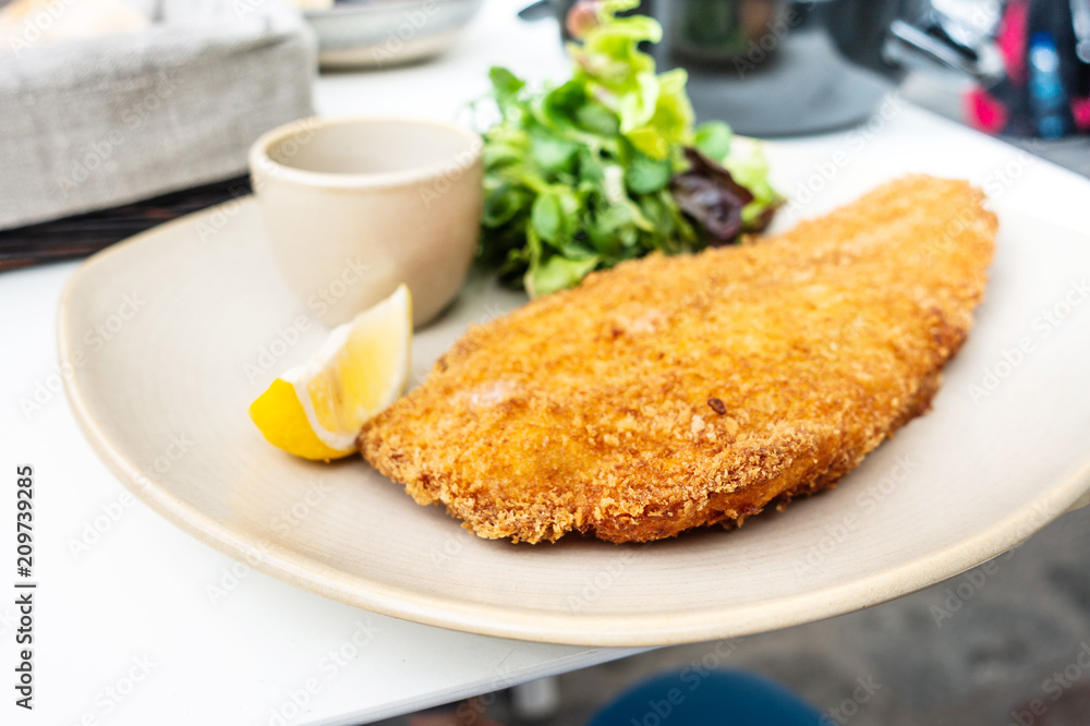 wiener schnitzel, veal cutlet and lemon, austrian cuisine Stock Photo ...