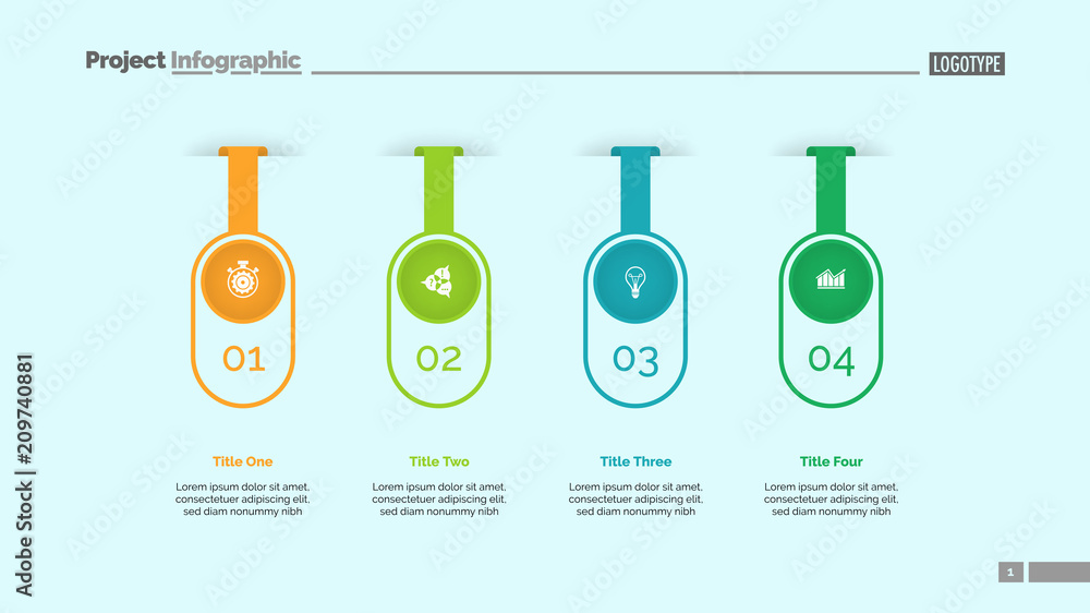 Four options infographic diagram. Step chart, option graph, layout ...