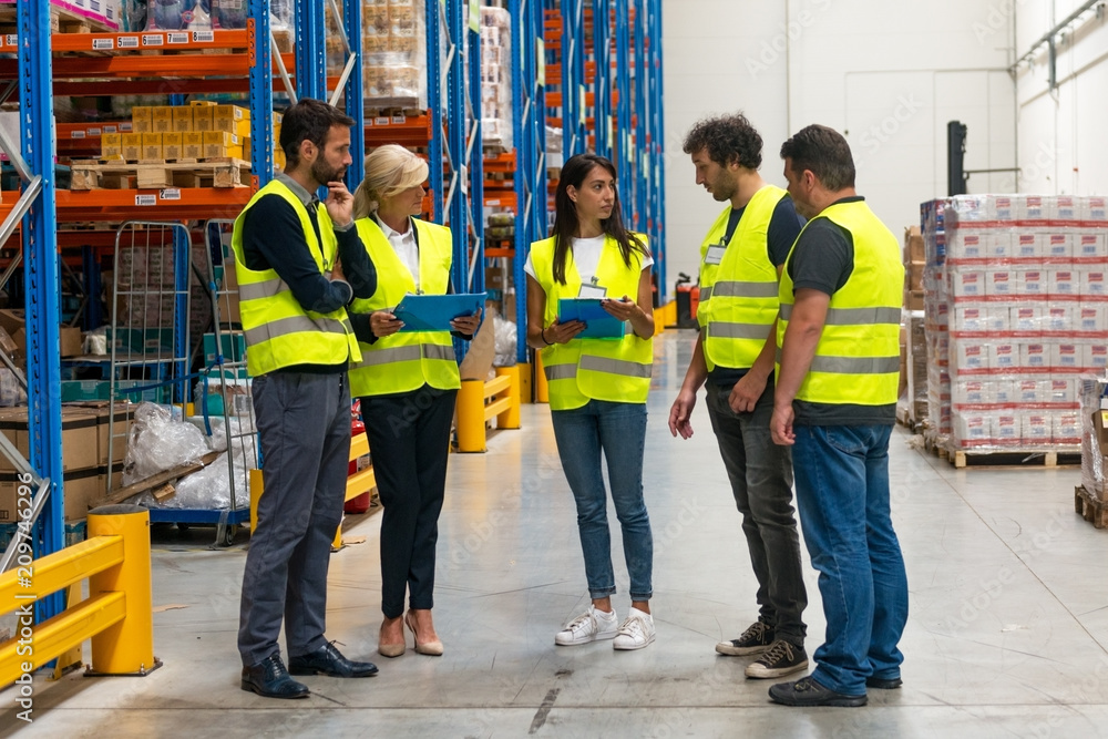 Meeting at warehouse Stock Photo | Adobe Stock