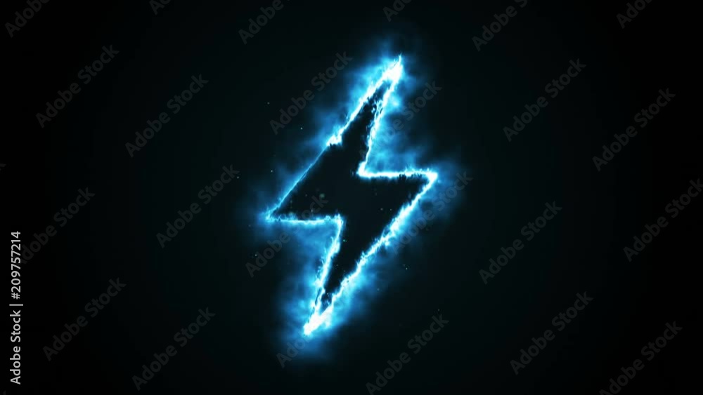 Burning blue flame lightning shape on black background Stock 비디오 ...