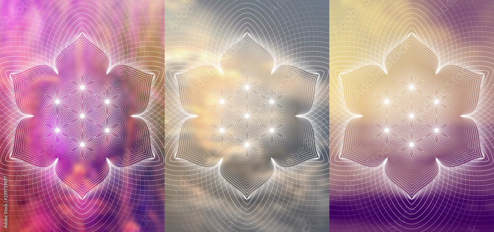 Vector set of cover template, format a4; Spiritual sacred geometry on ...