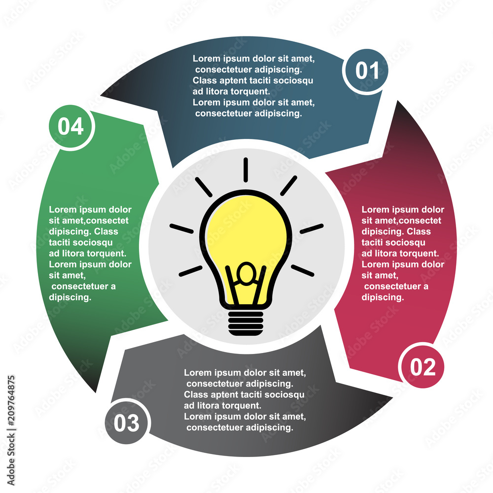 4 step vector element in four colors with labels, infographic diagram ...