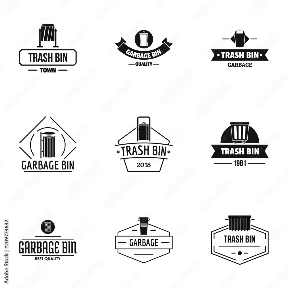 Garbage collection logo set. Simple set of 9 garbage collection vector ...