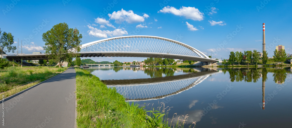Modern Bridge Construction Connecting City over River, Metropolitan ...